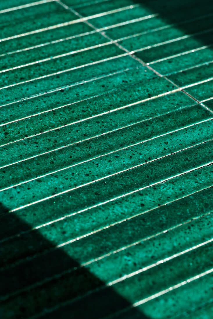 Ranieri decorates the entrance of the trade show with lava stones